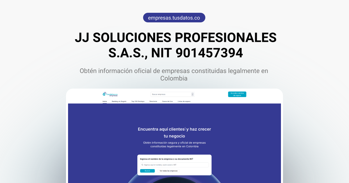 JJ SOLUCIONES PROFESIONALES S.A.S. | 901457394 | Tusdatos Empresas